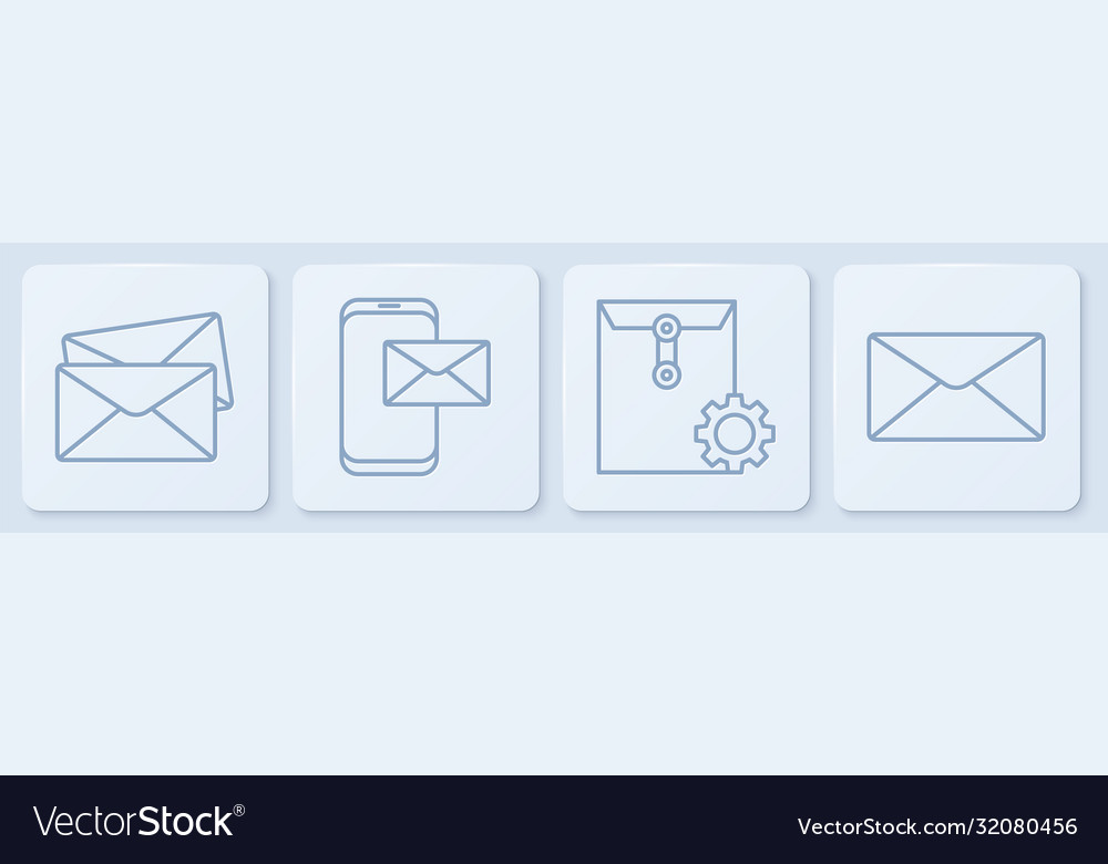 Set line envelope envelope setting mobile Vector Image Set line envelope envelope setting mobile Vector Image