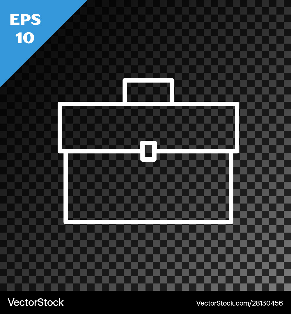 White line briefcase icon isolated on transparent Vector Image