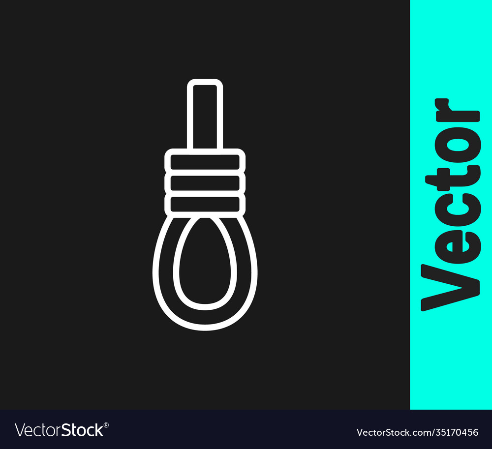 White line gallows rope loop hanging icon isolated