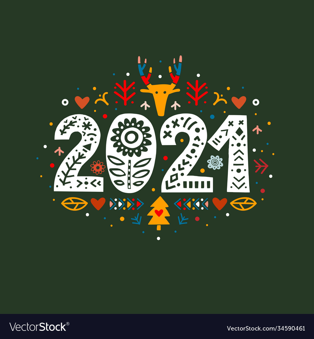 2021 merry christmas calligraphy template Vector Image