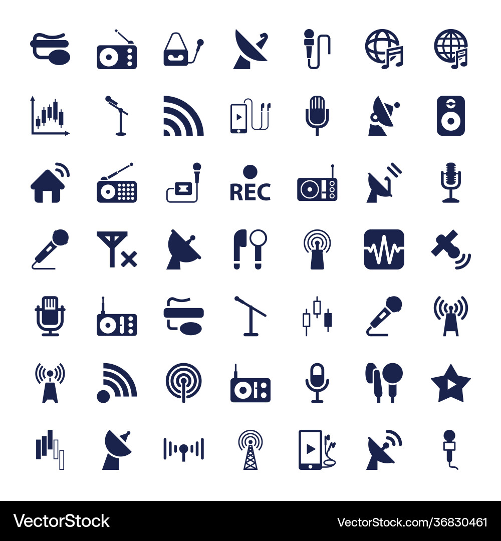 49 radio icons Royalty Free Vector Image - VectorStock