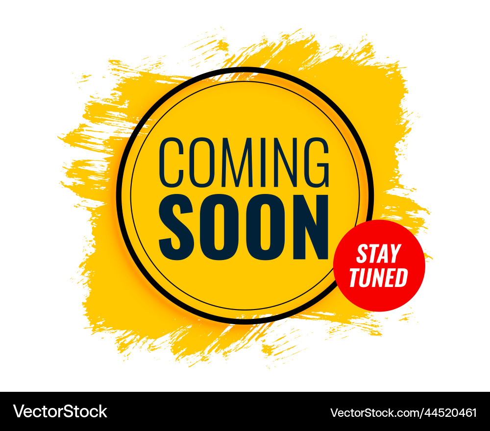 Abstract coming soon promo template with yellow Vector Image