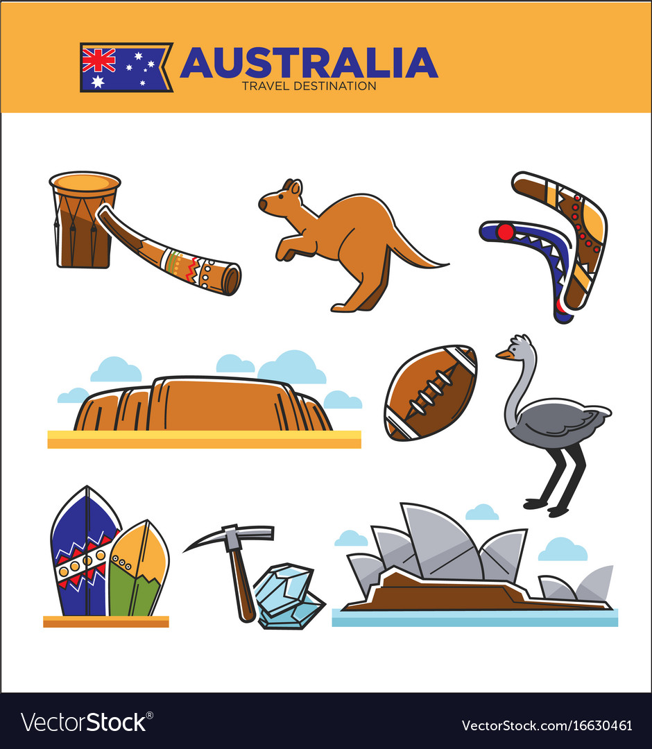 Australia travel destination poster with country Vector Image