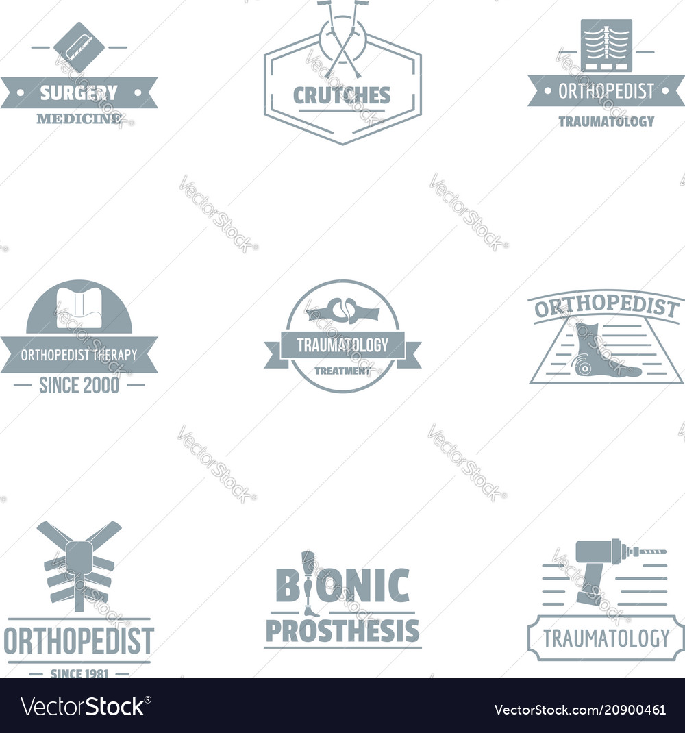 Bionic logo set simple style Royalty Free Vector Image