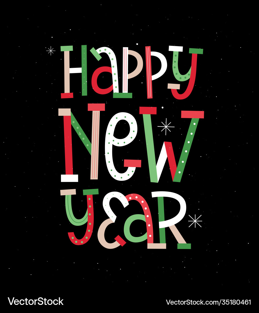 Happy new year modern typography card Royalty Free Vector