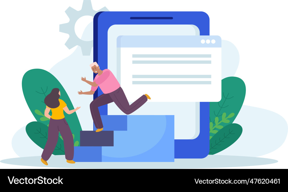Ladder people flat background Royalty Free Vector Image