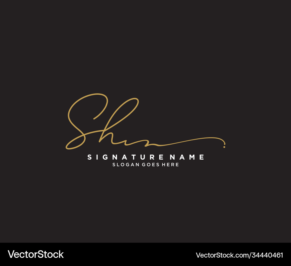 Letter sh signature logo template Royalty Free Vector Image
