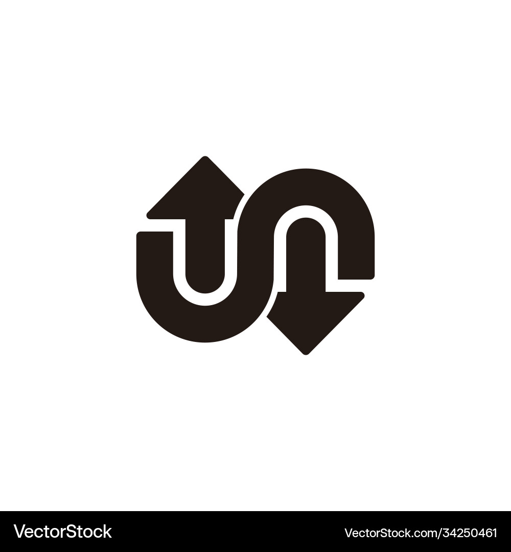Letter un opposite arrows geometric design logo Vector Image
