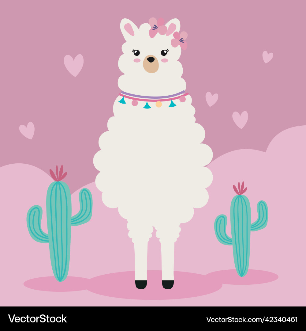 Llama and cactus Royalty Free Vector Image - VectorStock