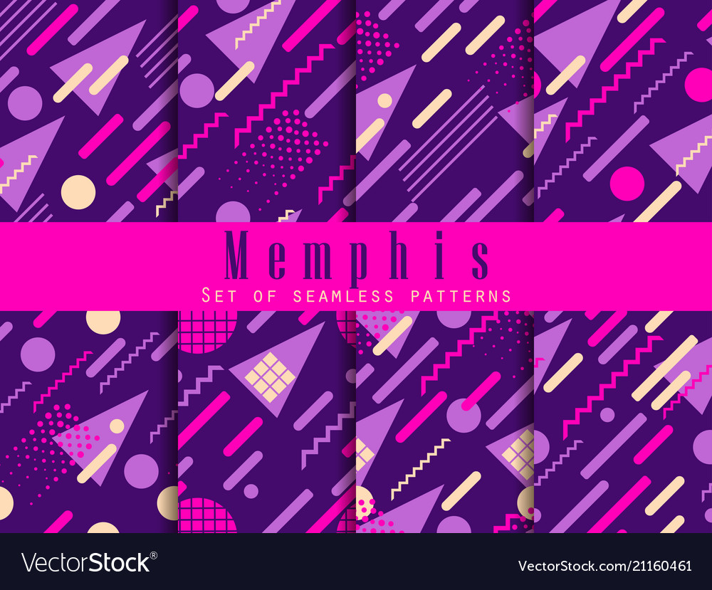 Memphis seamless pattern geometric elements Vector Image
