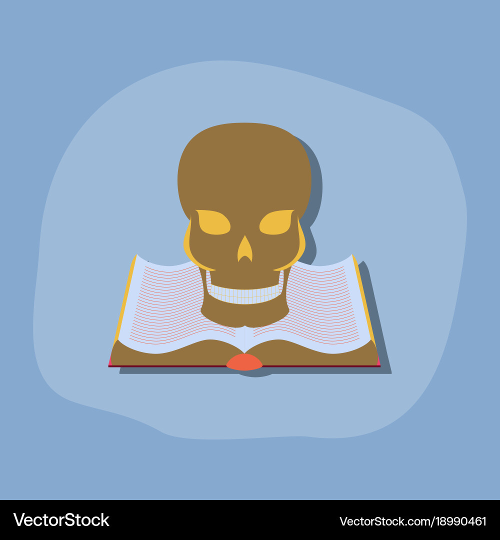 Paper sticker on stylish background book skull Vector Image