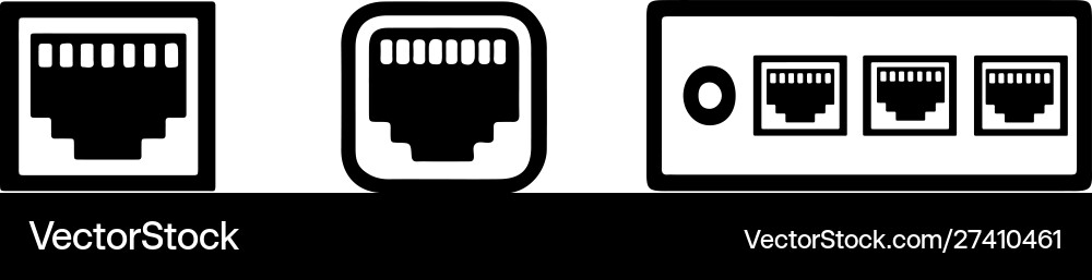 Rj45 port icon on white background Royalty Free Vector Image