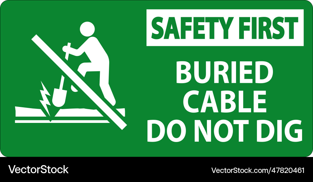 Safety first sign buried cable do not dig Vector Image