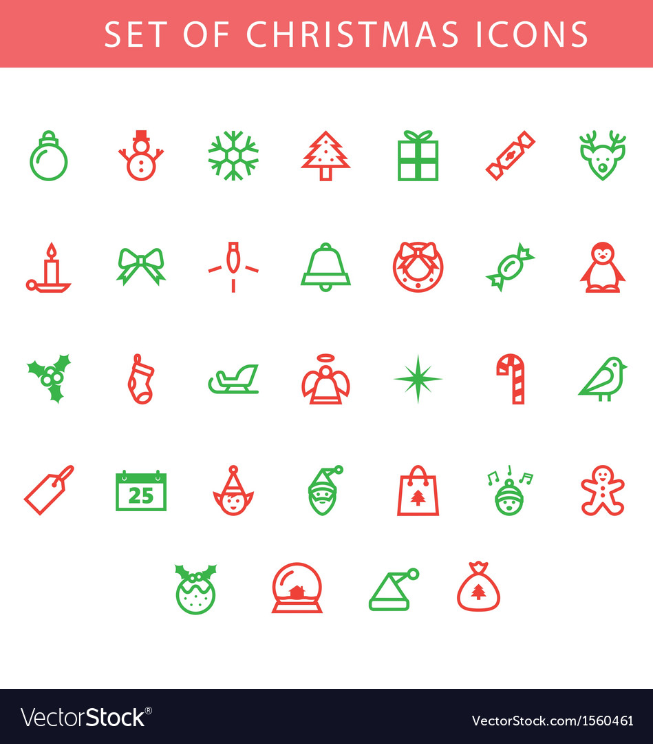 Set christmas icons Royalty Free Vector Image - VectorStock