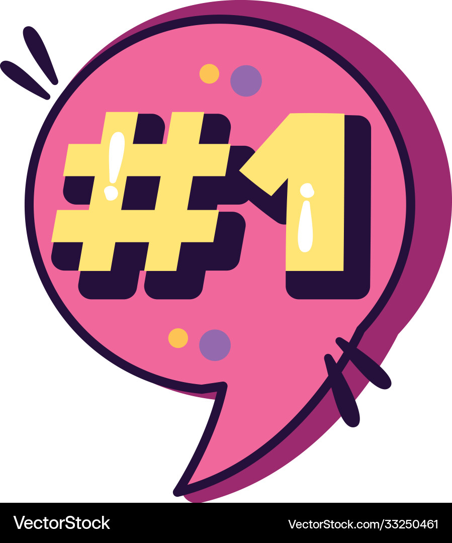 Slang speech bubble with number one line and fill Vector Image