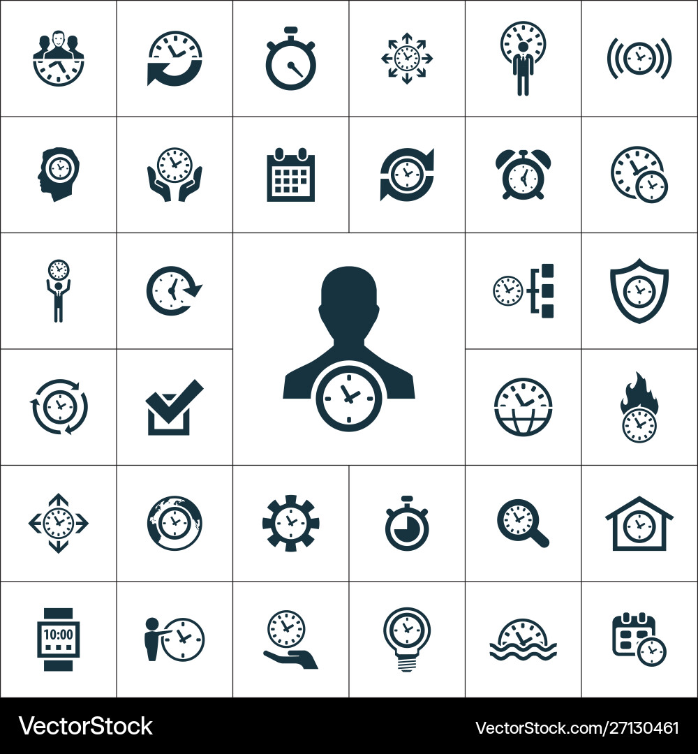 Time management icons universal set for web and ui