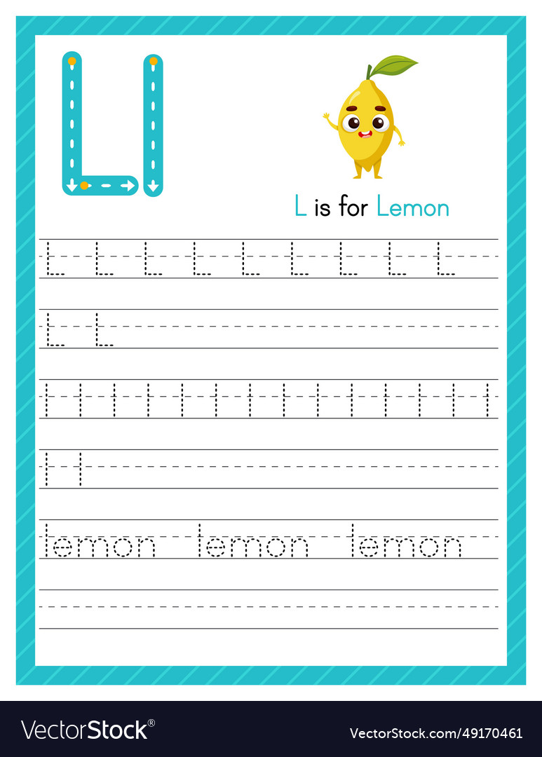 Trace letter l uppercase and lowercase alphabet Vector Image