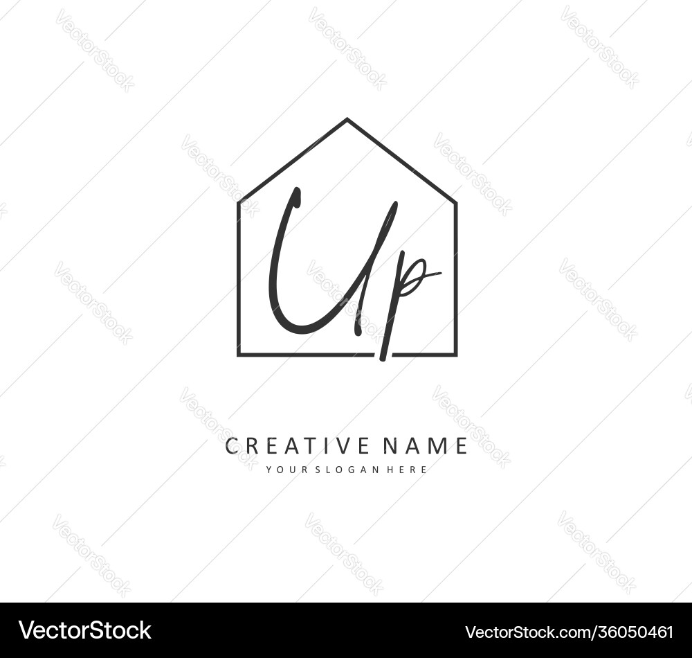 Up initial letter handwriting and signature logo Vector Image