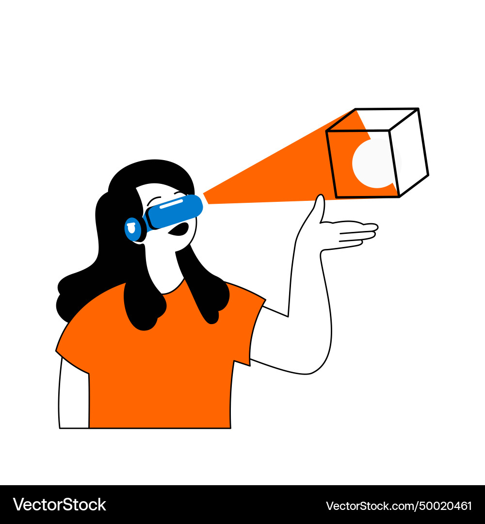 Virtual reality concept with cartoon people Vector Image