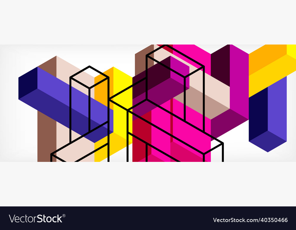 Abstract Background 3d Cubes Cubic Elements Vector Image