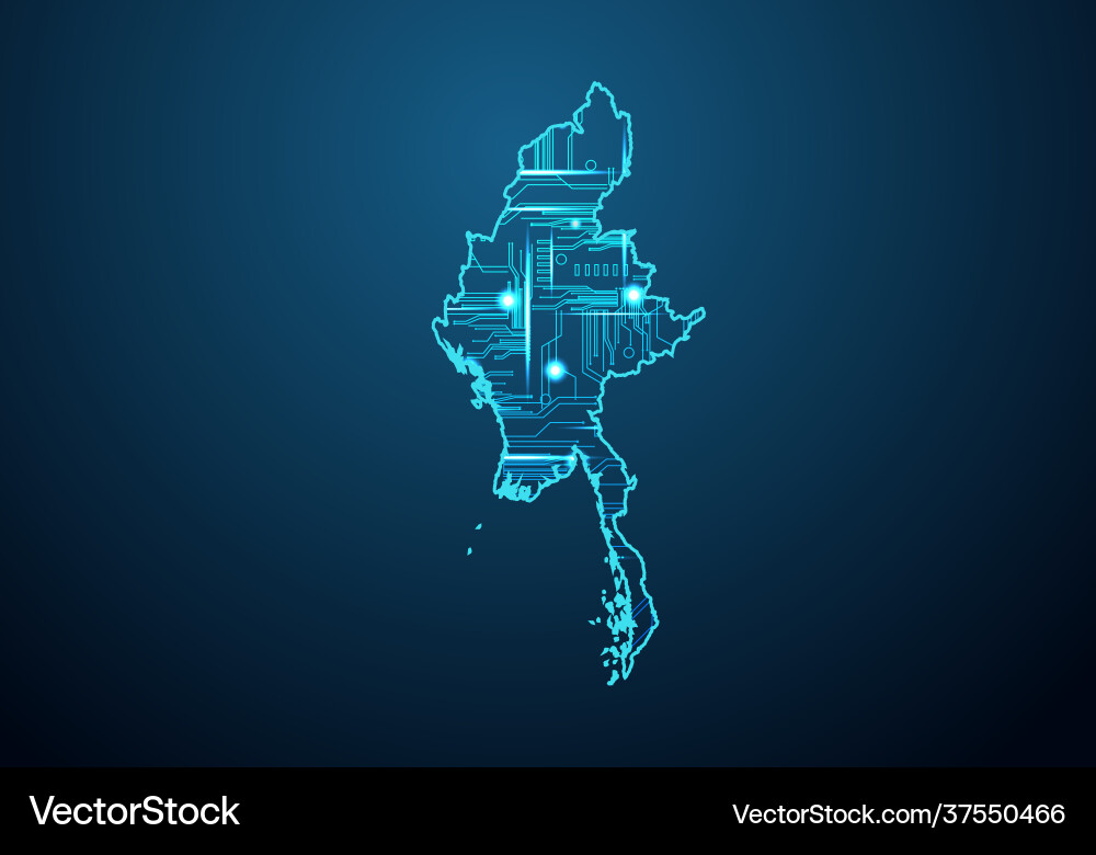 Abstract futuristic map myanmar circuit board Vector Image