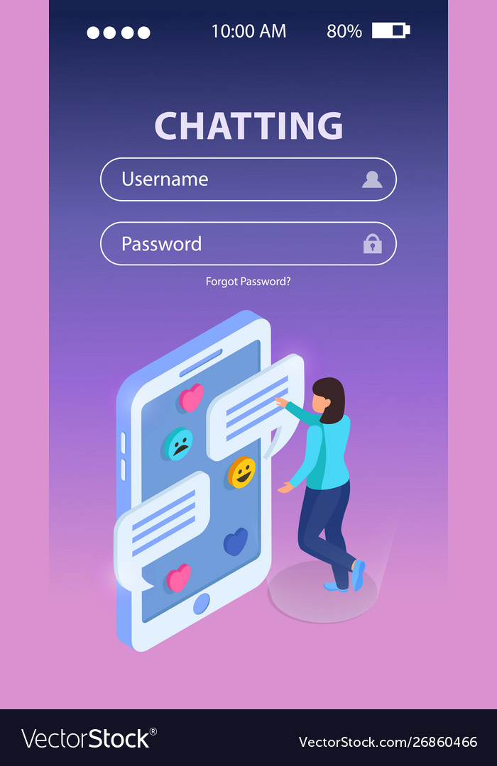Chatting isometric mobile screen background Vector Image Chatting isometric mobile screen background Vector Image