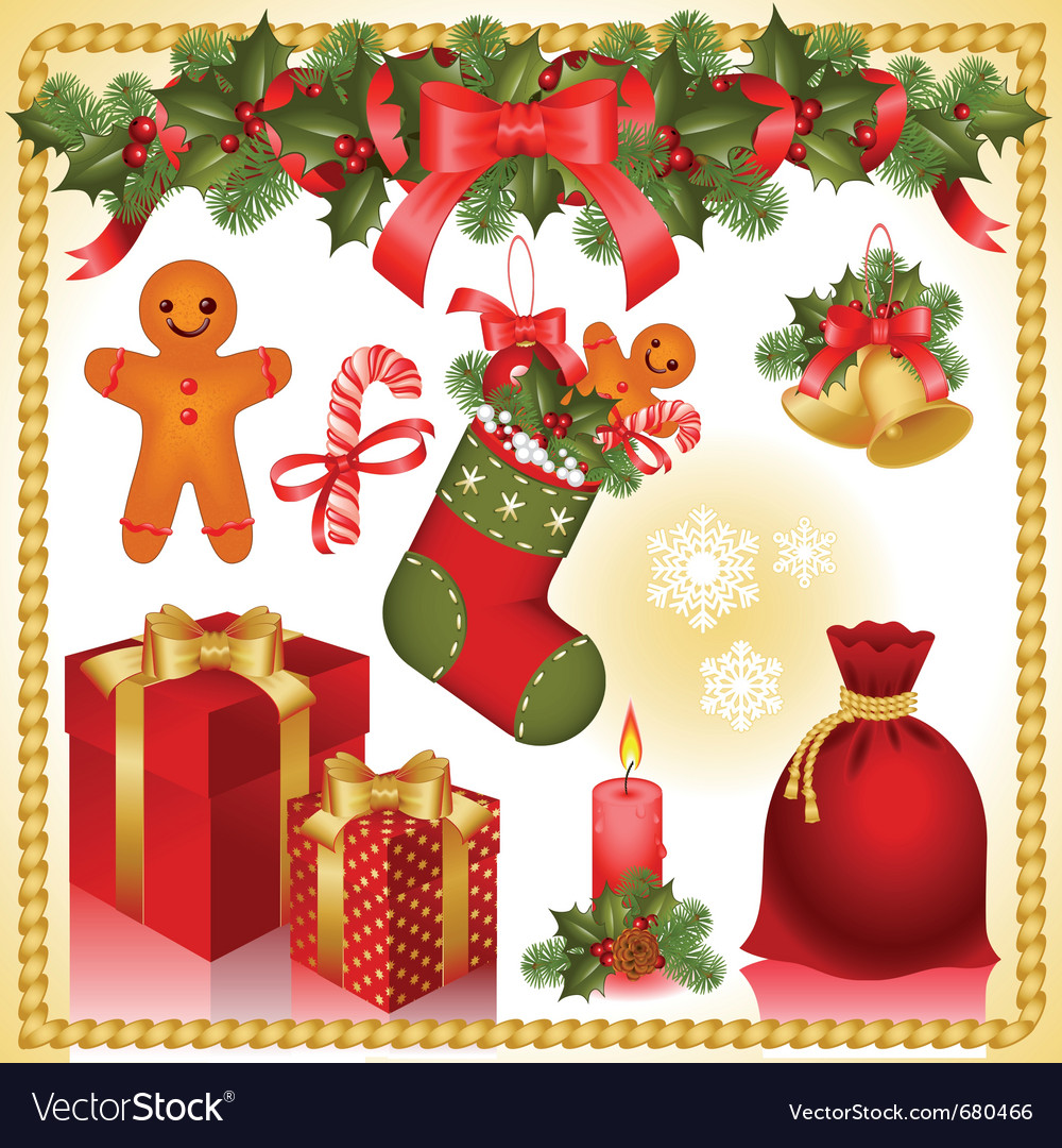 Christmas set gifts Royalty Free Vector Image - VectorStock