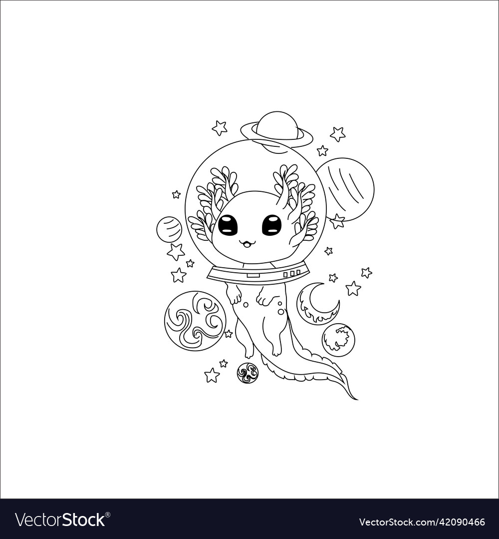 Cute creepy kawaii coloring page Royalty Free Vector Image
