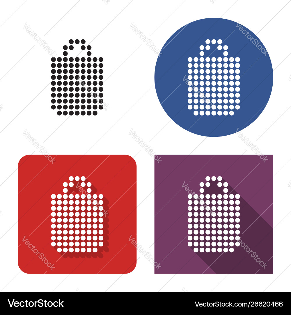 Dotted icon shopping bag in four variants Vector Image