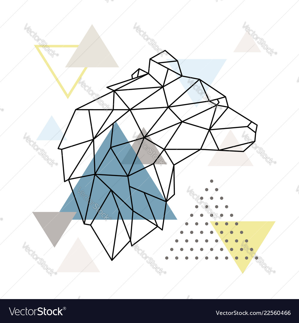 Geometric bear silhouette on triangle background Vector Image
