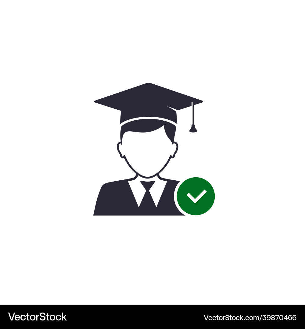 Graduate student with check mark icon symbol Vector Image