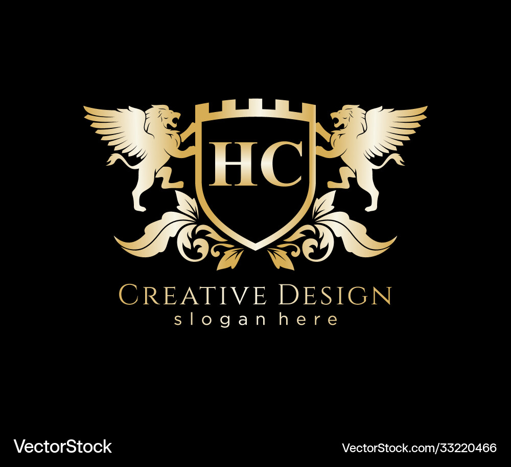 Hc letter initial with lion royal logo template Vector Image