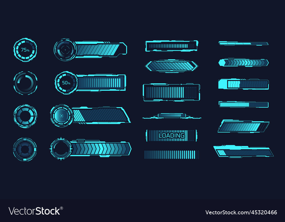 Hud loaders loading bar speed progress elements Vector Image