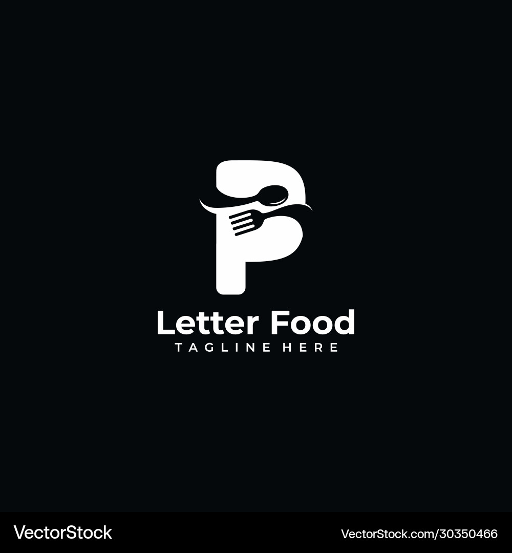 Letter p food logo icon Royalty Free Vector Image