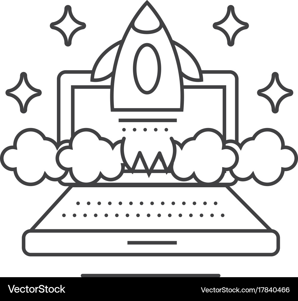 Online business launch line icon sign Royalty Free Vector