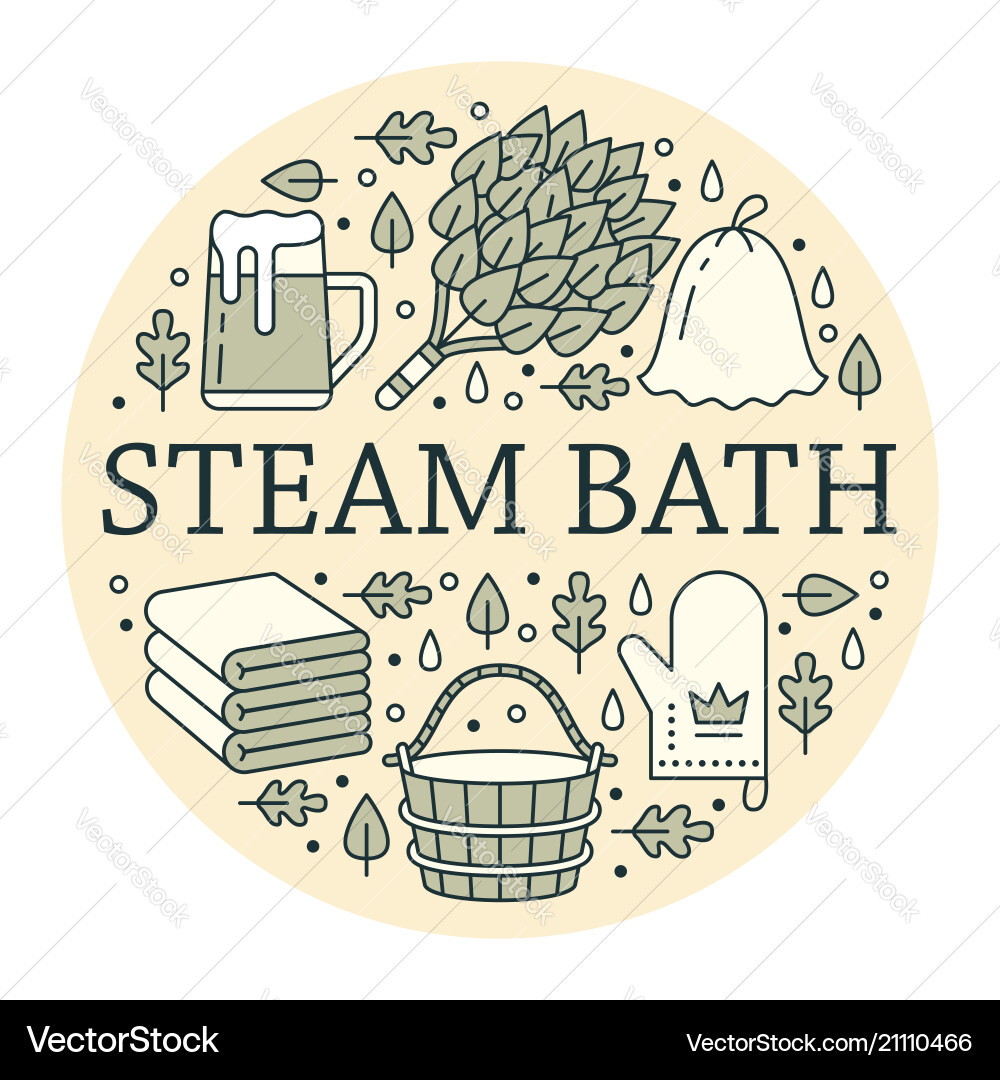 Sauna steam bath room banner Royalty Free Vector Image