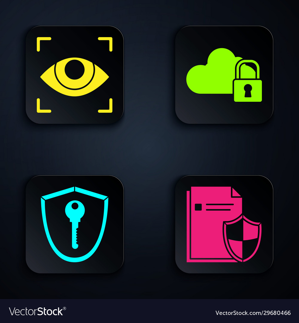 Set document protection concept eye scan Vector Image Set document protection concept eye scan Vector Image