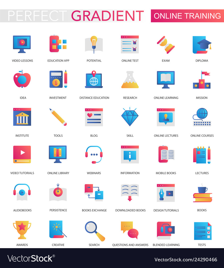 Set trendy flat gradient online Royalty Free Vector Image Set trendy flat gradient online Royalty Free Vector Image