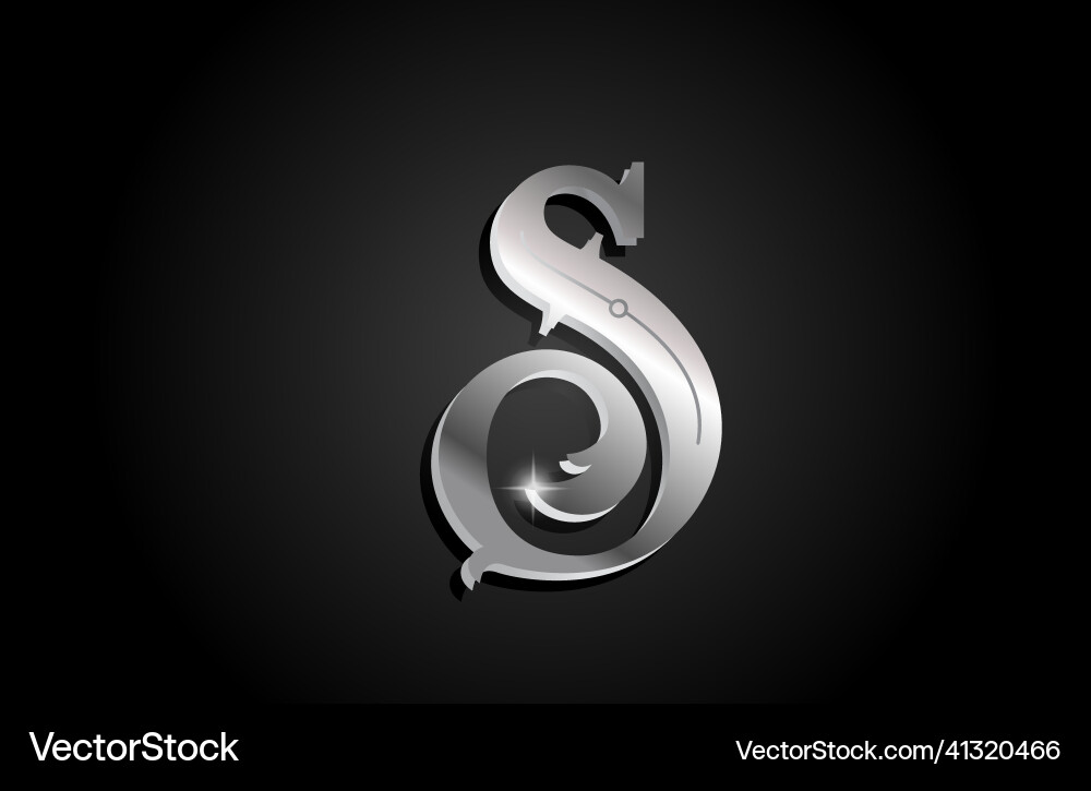 Silver metal s alphabet letter icon logo design Vector Image