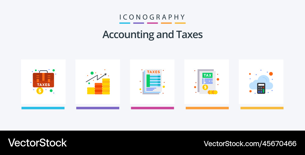 Taxes flat 5 icon pack including arithmetic tax Vector Image
