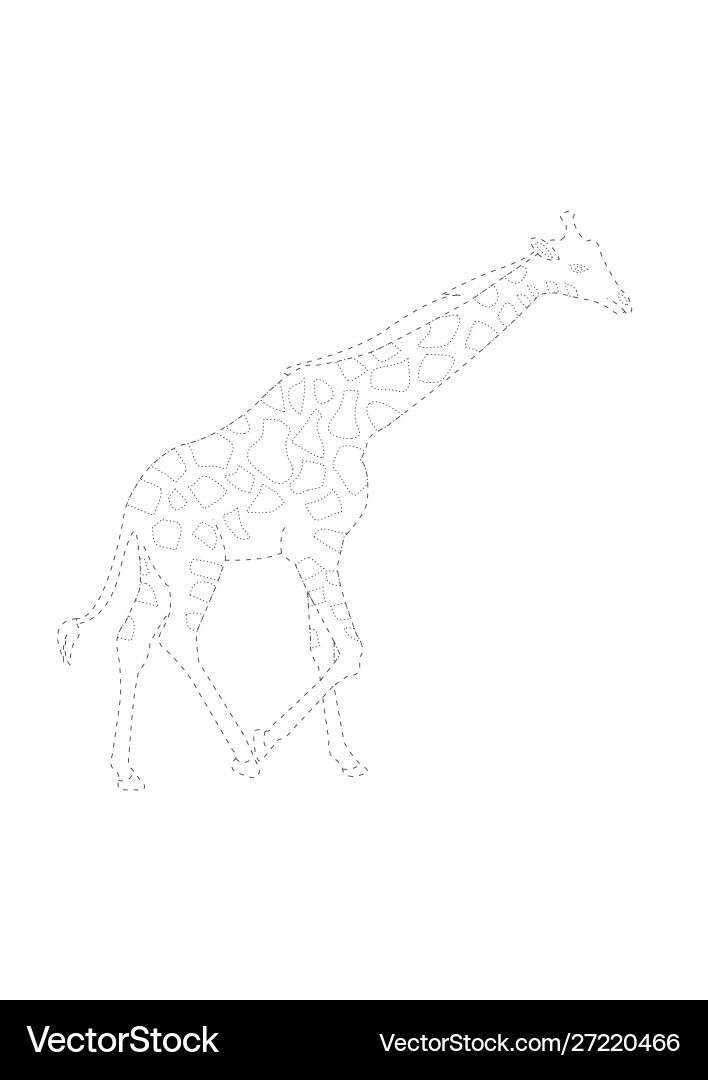 Trace and color giraffe giraffe tracing Royalty Free Vector
