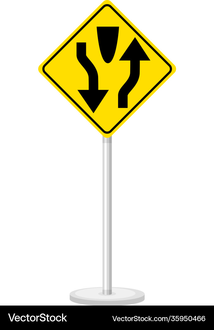 Yellow traffic warning sign on transparent Vector Image