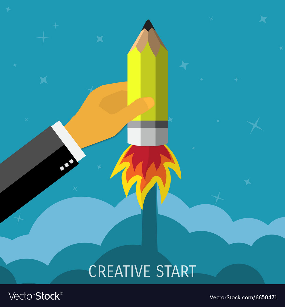 Creative start concept flat Royalty Free Vector Image