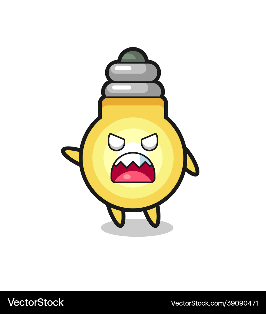 Cute light bulb cartoon in a very angry pose Vector Image