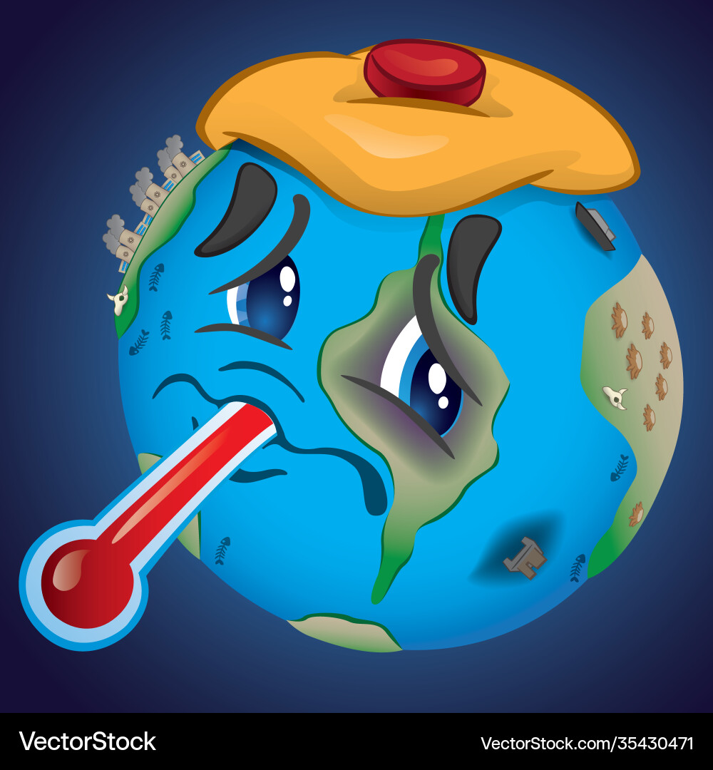 Earth bruised and saddened pollution abuse Vector Image
