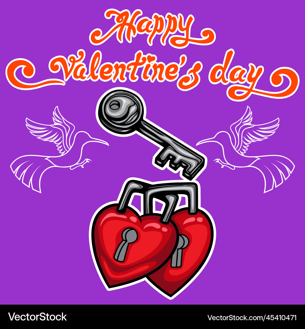 Happy valentine day heart shaped padlock Vector Image