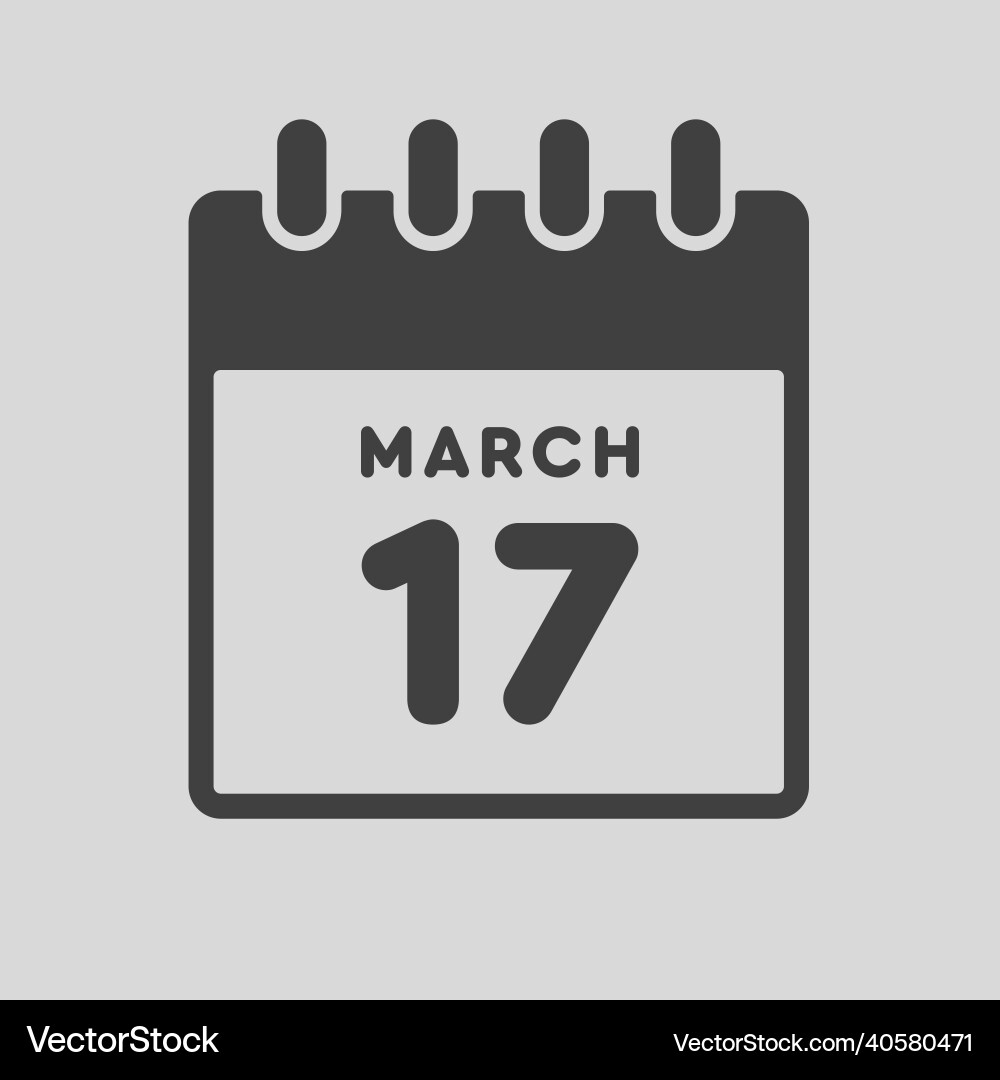 Icon day date 17 march template calendar page Vector Image