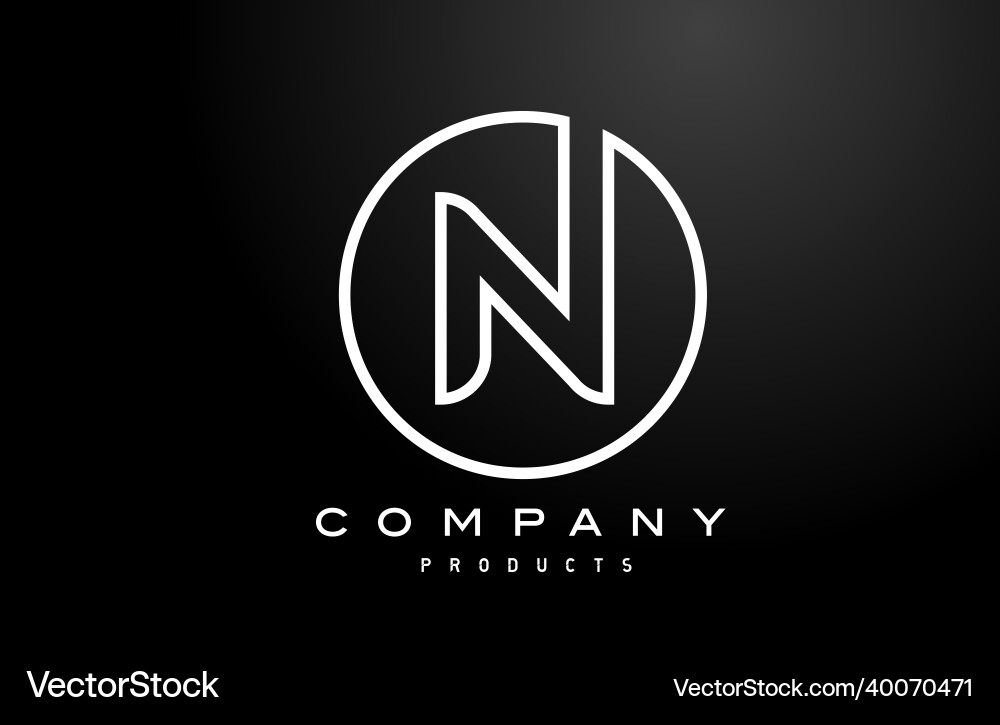 N white alphabet letter logo icon with black Vector Image