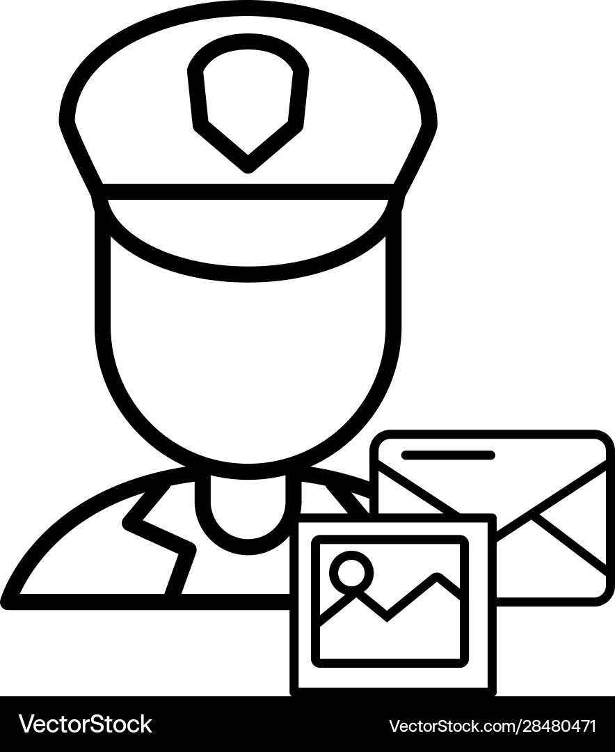 Postman worker character isolated icon Royalty Free Vector