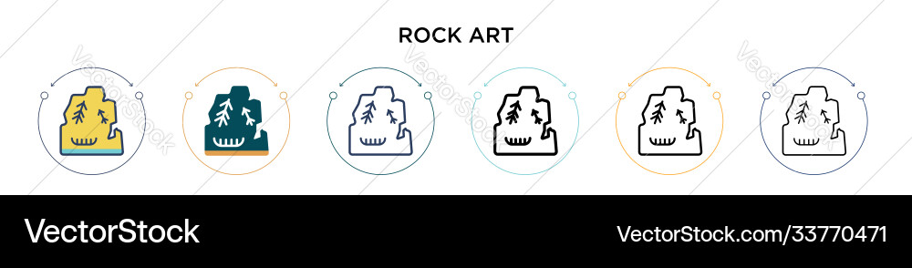 Rock art icon in filled thin line outline Vector Image